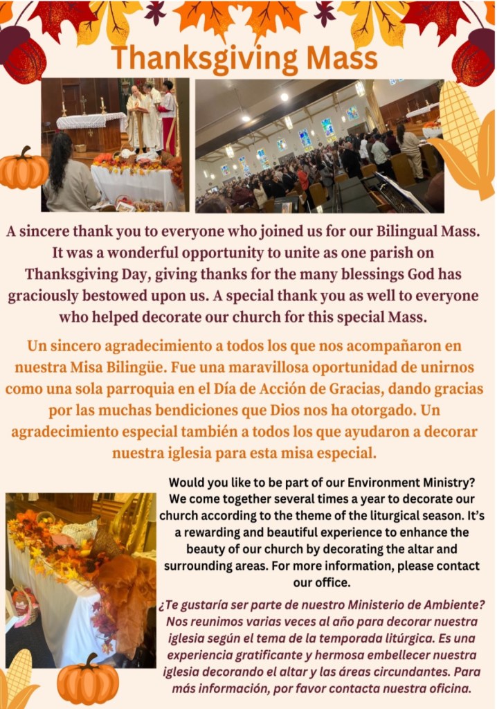 Thanksgiving Bilingual Mass – St. John the Baptist Church